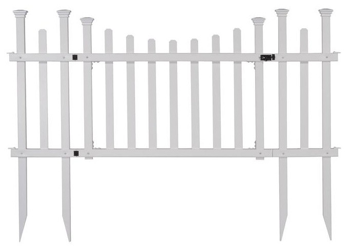Madison Vinyl Gate Kit with Fence Wings, Unassembled - Transitional ...