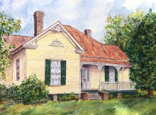 1870s Farmhouse - Commissioned House Portrait - Country - House Exterior - Atlanta - by Krys ...