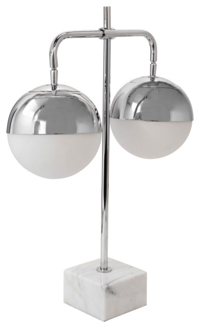Sagebrook Home 25" Double Orb Table Lamp On Marble Base, Silver ...