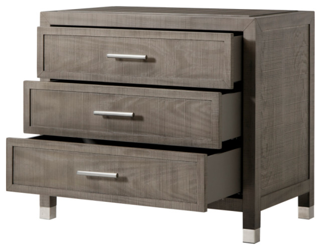 Gray Ash Three Drawer Nightstand, Andrew Martin Raffles - Transitional ...