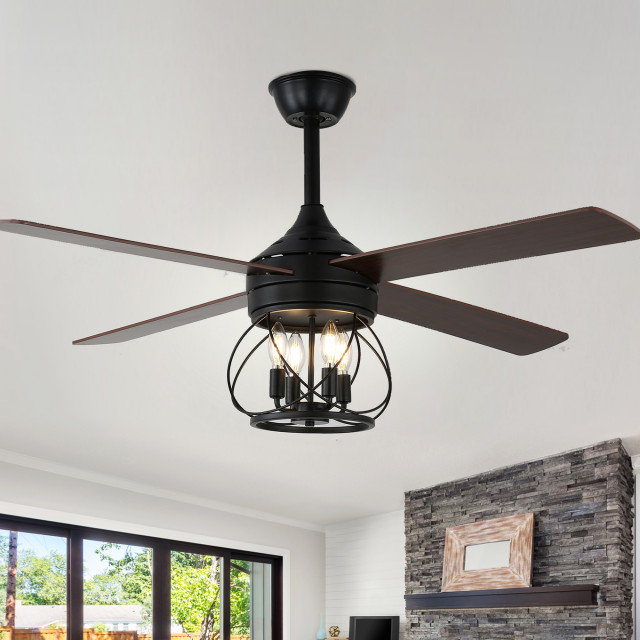52" Farmhouse Wood Ceiling Fan with Remote and Light,6-Speed Rustic ...