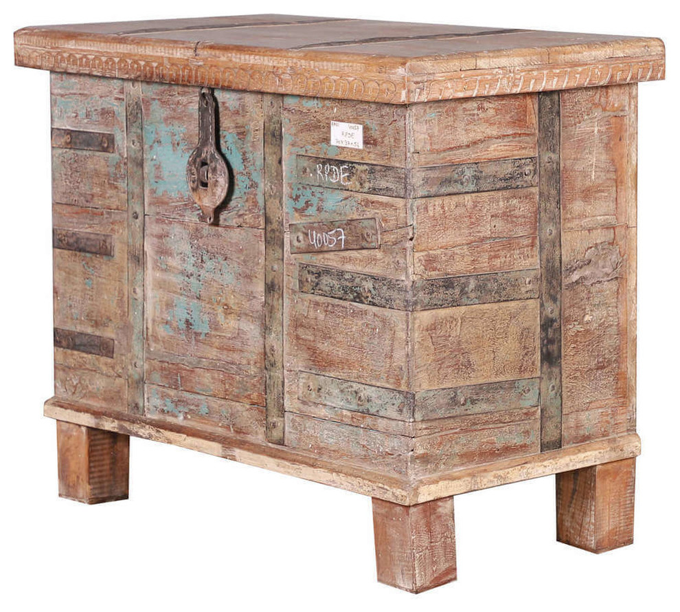 Hudson Distressed Reclaimed Wood Rustic Storage Trunk Chest - Farmhouse ...