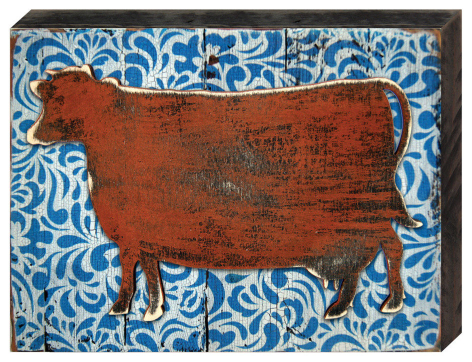 Cow Block - Farmhouse - Outdoor Wall Art - by G. DeBrekht | Houzz