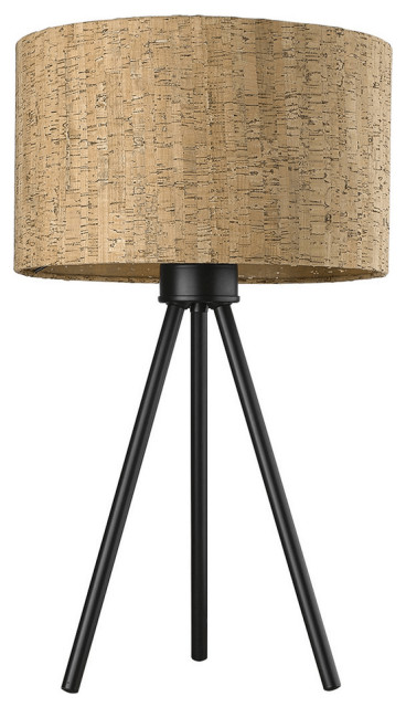 21.8" Matte Black Cork Shade Table Lamp - Midcentury - Table Lamps - by ...