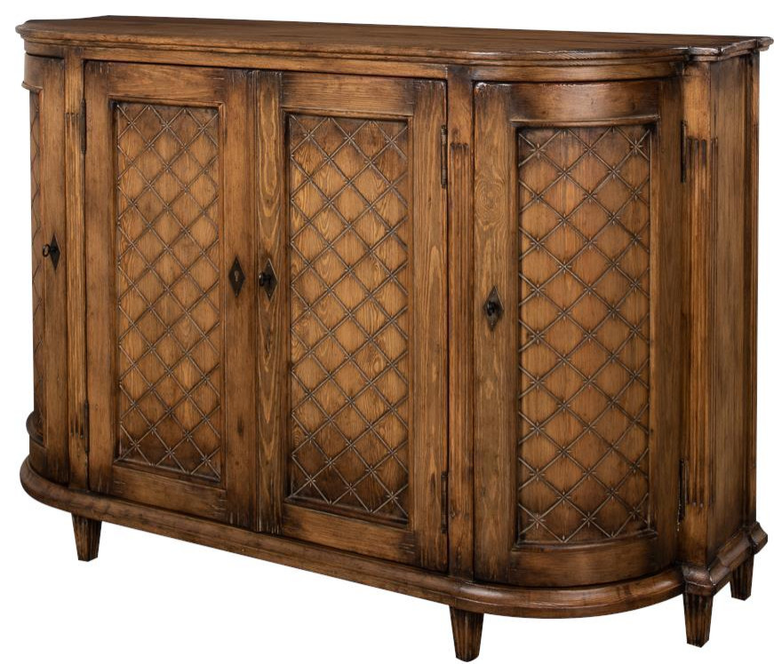 Demilune Console SARREID Eclectic Curved Doors Lattice French Walnut ...