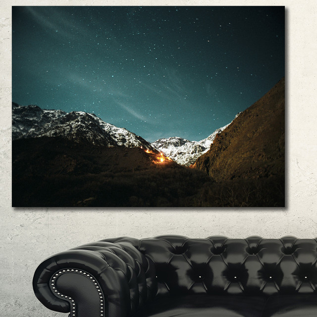 Fire in Rugged Mountains, Landscape Canvas Art Print, 40"x30 ...