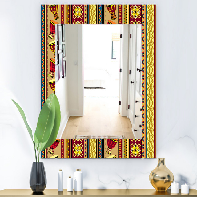 Designart African Drum Beckground Bohemian And Eclectic Frameless ...
