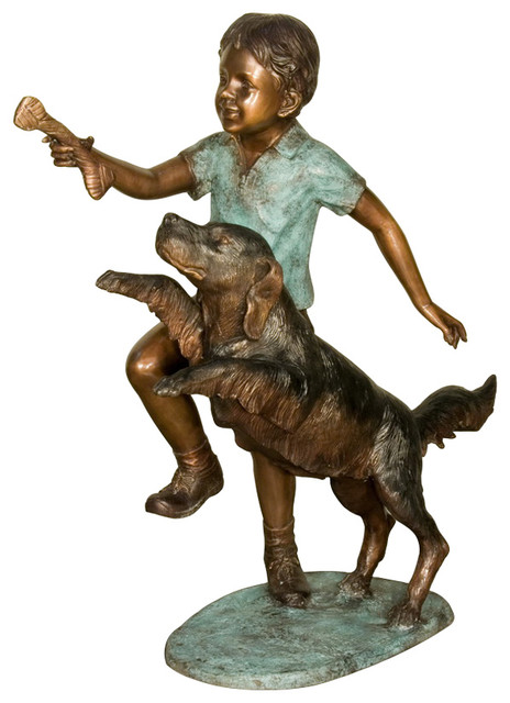 Dog Fetching a Bone - Traditional - Garden Statues And Yard Art - by ...