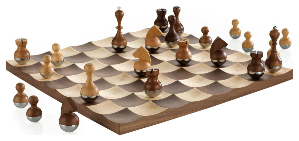 Wobble Chess Set, Walnut - Transitional - Board Games And Card Games ...