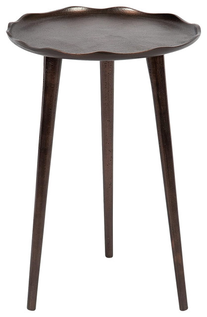 Accent End Table, Aluminum Frame With Sleek Angled Legs & Deckled Top ...
