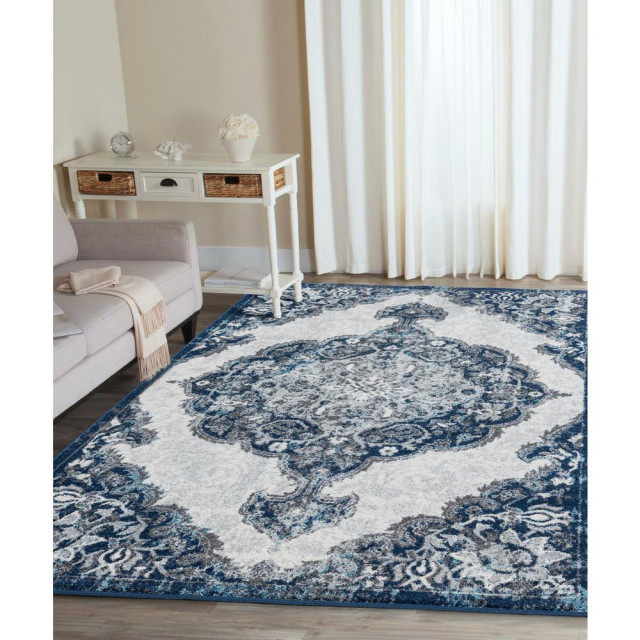Alexandria Wiltshire Navy Medallion Area Rug, 7'9"x9'9", 7'9"x9'9 ...
