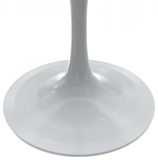 36 Round Dining Table, White Base with Laminated White Marbleized Top ...