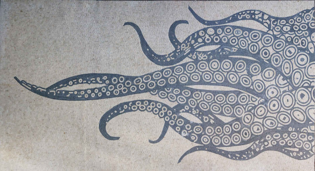 Artistic Octopus - Marble Mosaic Art, 94" x 51" - Beach Style - Tile ...