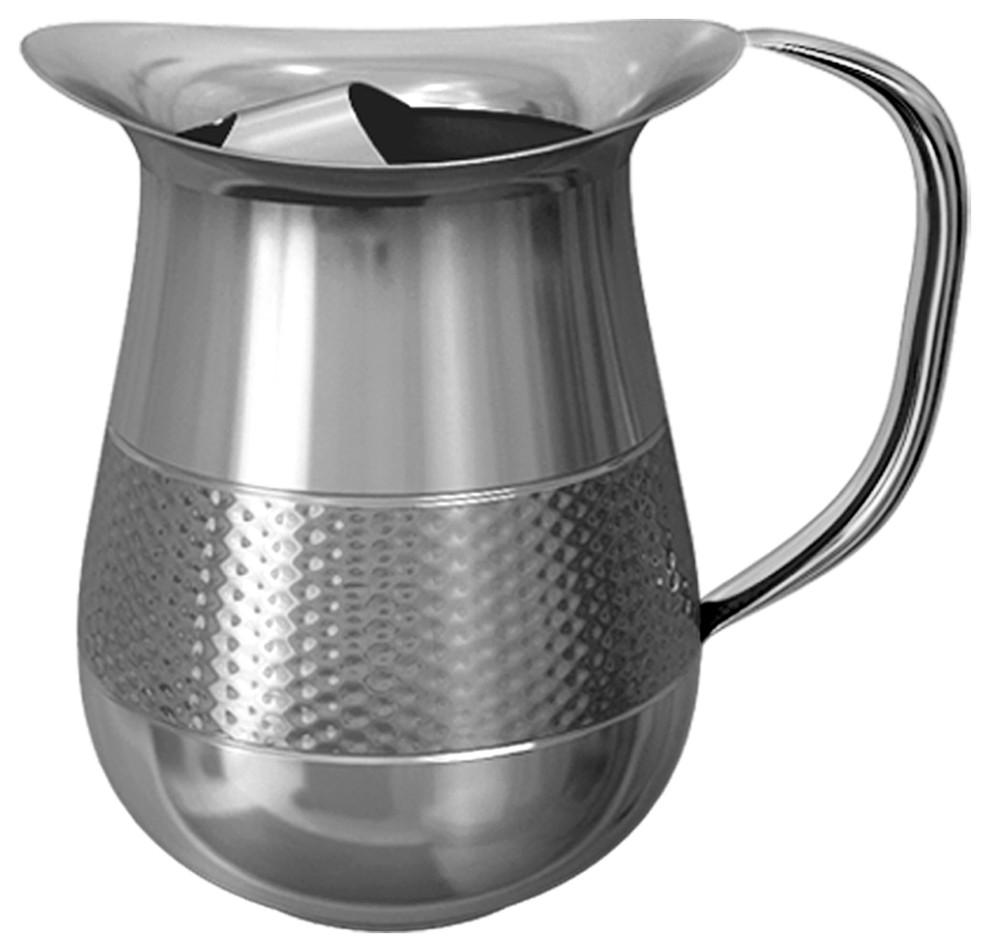 nu steel Hammered Water Pitcher With Ice Catcher - Contemporary ...