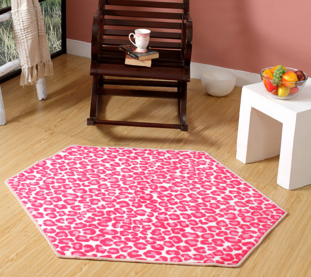 Cheetah Hang Loose Area Rug for Dining Room, Made In USA, 4' Hexagon ...