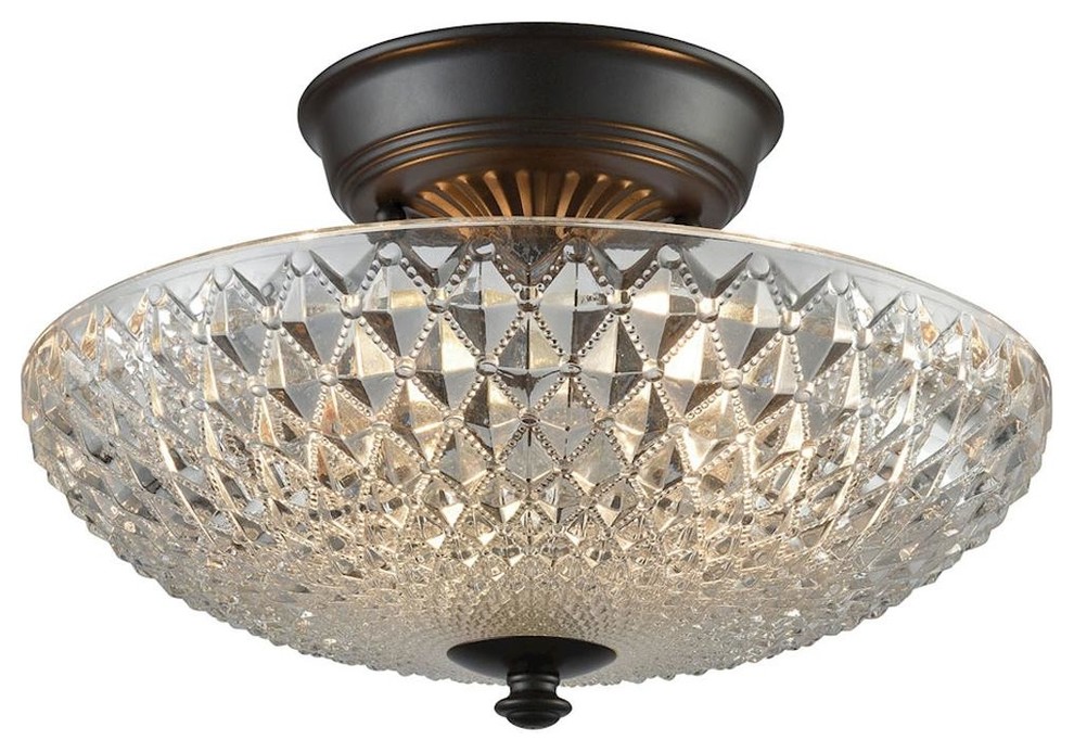 Sweetwater 2-Light Semi Flush, Oil Rubbed Bronze With Clear Crystal ...