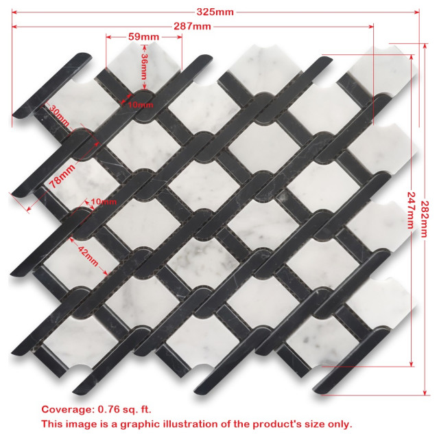 Nero Marquina Black Marble Princess Weave Rope Mosaic Tile White Honed ...