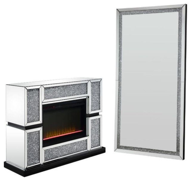 Home Square 2-Piece Set with Mirrored Fireplace and Accent Mirror ...