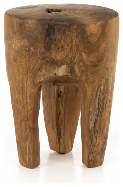 Kyra Outdoor End Table, Teak Root - Rustic - Outdoor Side Tables - by ...