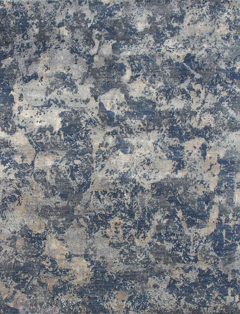 Hand-Knotted Texture Pattern Wool/ Art Silk Blue Area Rug ( 2X3 ...