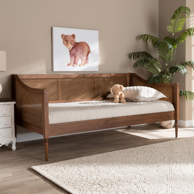 Matt Mid-Century Twin Size Daybed, Walnut Brown - Tropical - Daybeds ...