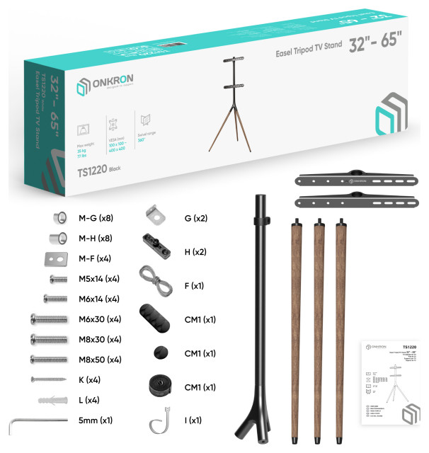 Tripod Easel TV Stand for 32” – 65 Inch LED LCD OLED Screens up to 77 ...