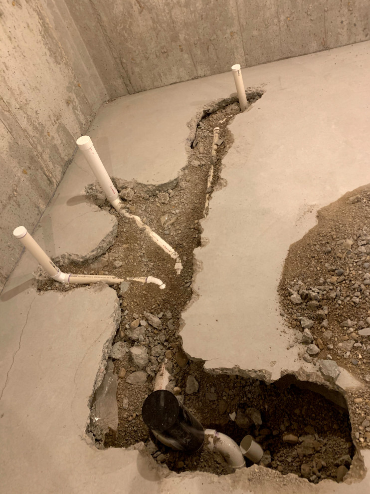 Basement Opened for adding 3Pc plumbing by builder