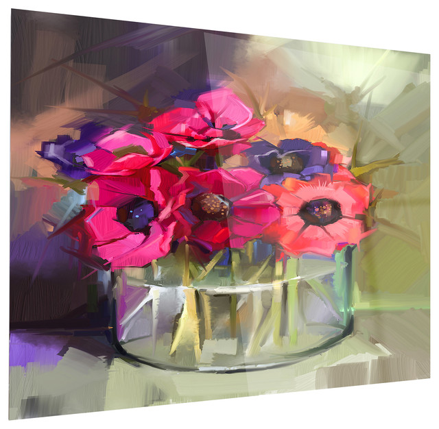 "Red Anonymous Flower Bouquet" Metal Wall Art, 48"x40" - Contemporary ...