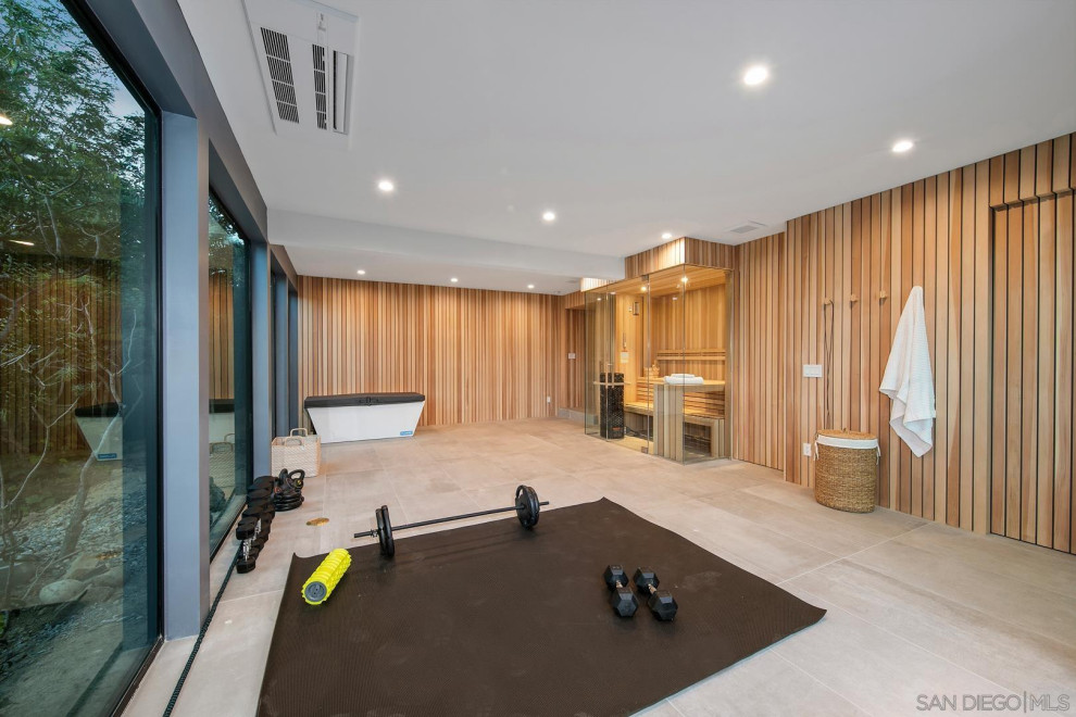 Spa/Sauna Gym and Powder Bathroom - Modern - Home Gym - San Diego - by ...