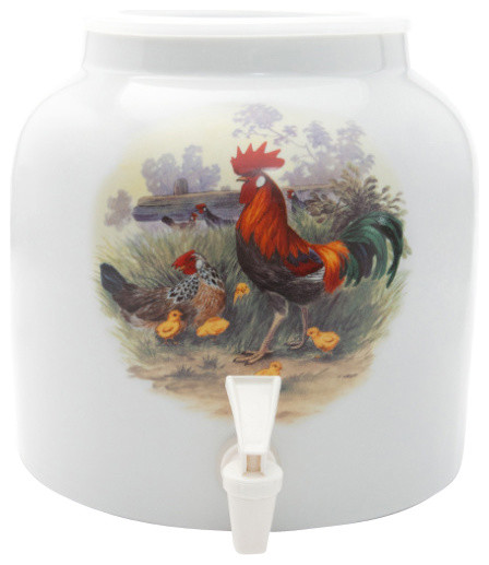 Goldwell Designs Rooster With Chicks Design Water Dispenser Crock ...