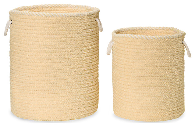 Soft Chenille Woven Hampers Yellow 15"x15"x18", Round, Braided ...