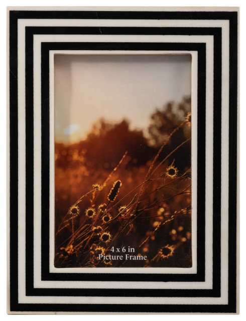 Resin, 4X6 Dimensional Lines Photo Frame, Black/White, 6x1x8 inches ...