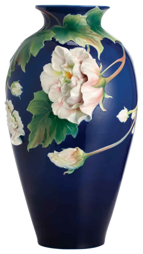 Franz Porcelain Collection Cotton Rose Flower Large Vase - Traditional ...