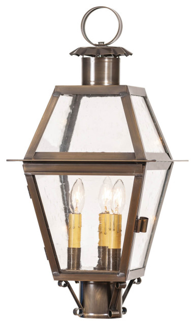 Town Crier Post Light in Weathered Brass - 3 Lights - Tinware, One Size ...