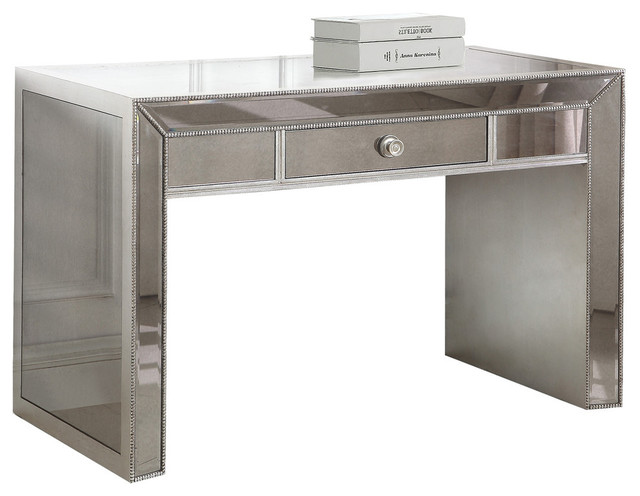Jameson Silver Mirrored Writing Desk - Contemporary - Desks And Hutches ...
