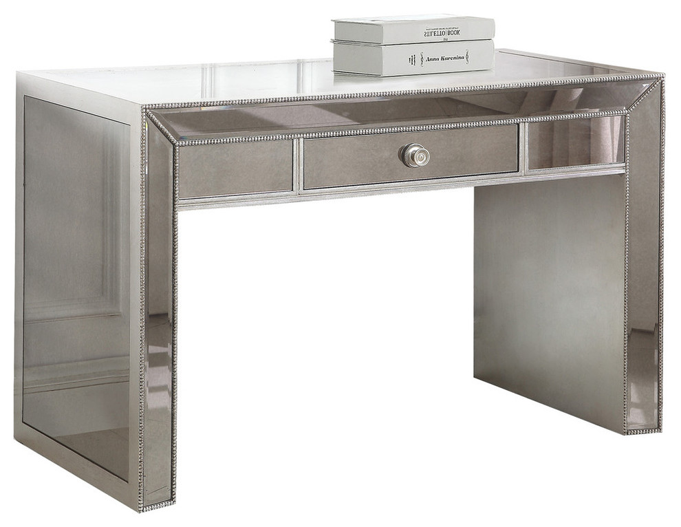 Jameson Silver Mirrored Writing Desk - Contemporary - Desks And Hutches ...