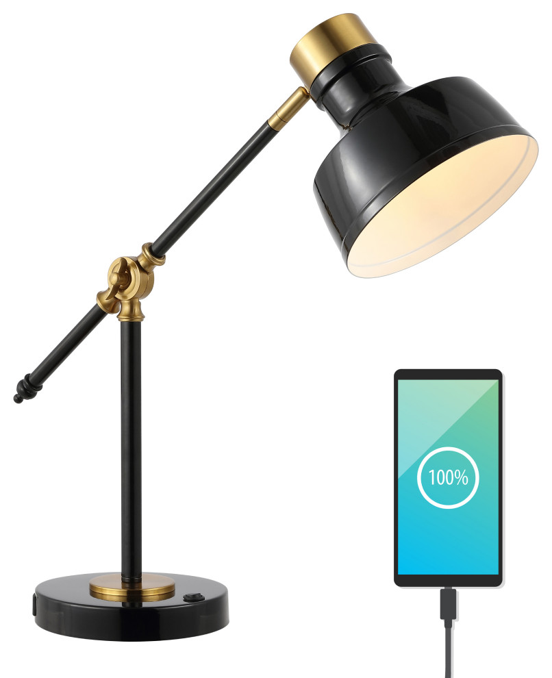 Allegra 18.5" Adjustable Cantilever LED Task Lamp, USB Charging Port ...