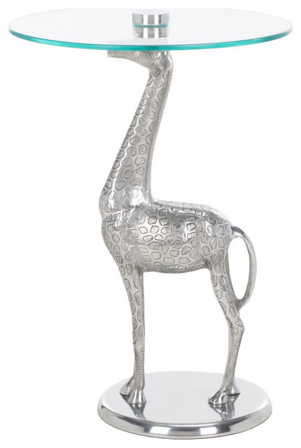 Safavieh GillaRound Giraffe Base Accent Table, Silver/Glass, #N/A ...