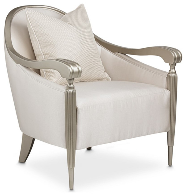 Michael Amini London Place Accent Chair - Porcelain/Platinum ...
