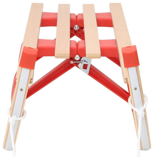 vidaXL Solid Wood Folding Snow Sledge with Backrest Snow Sleigh ...