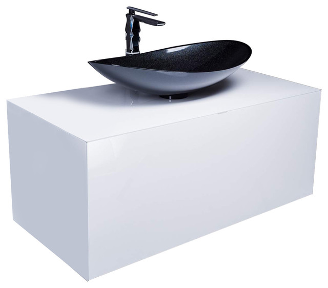 Dora Lacquered Vanity, White, 42 - Modern - Bathroom Vanities And Sink ...