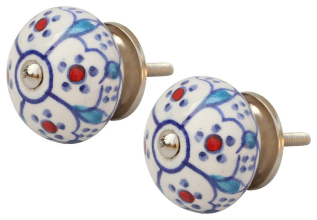 Set of 2 Ceramic Round Knobs. - Transitional - Cabinet And Drawer Knobs ...