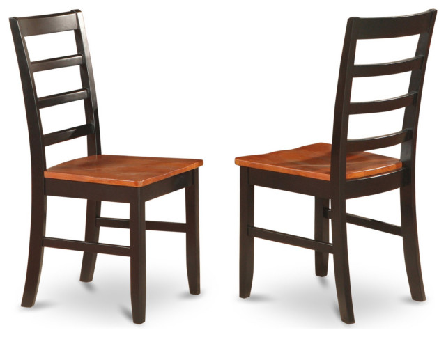 Set of 2 Chairs Parfait Chair With Wood Seat, Black/Cherry Finish ...