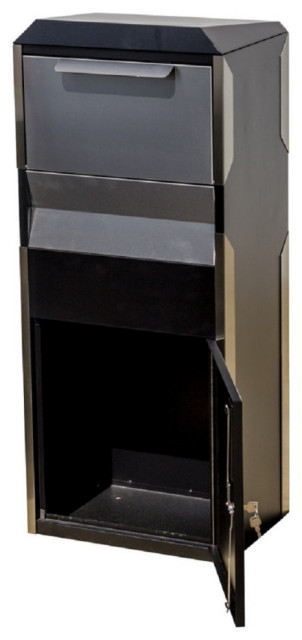 Locking Parcel Drop Box, Black With Stainless Steel - Transitional ...