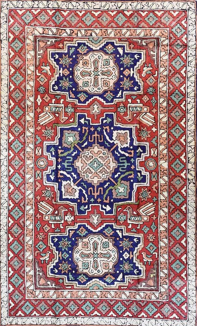 Tribal 3ftx5ft Aztec Blue Red Southwestern 3 Wall Hanging Tapestry Rug ...