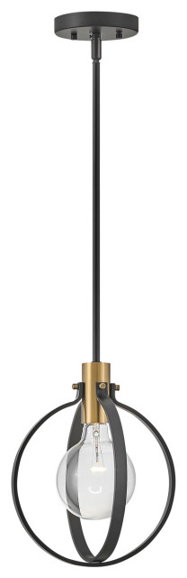 Lark Cirque 10" Single Orb Pendant, Black + Lacquered Brass, 10 ...