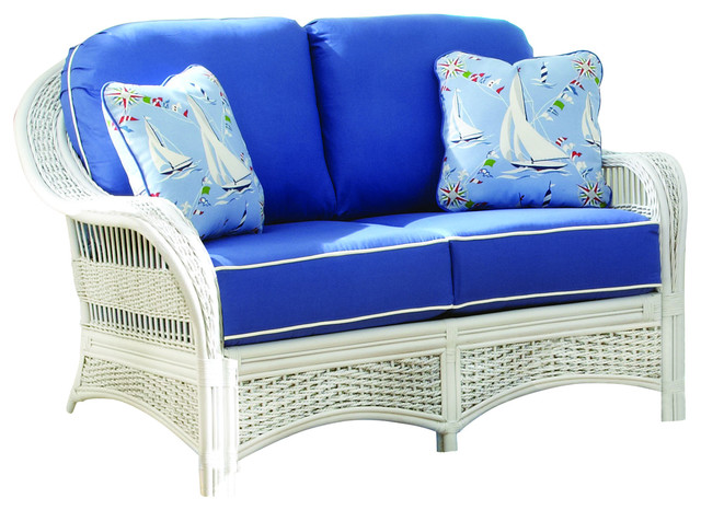 Regatta Love Seat in White, Lucian Flynt Fabric - Tropical - Loveseats ...