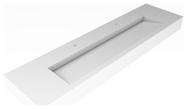 CastelloUSA Pyramid Solid Surface Wall Mounted Ramp Basin Sink, 72 ...