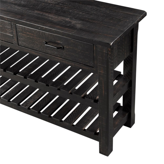 Bowery Hill Farmhouse Barn Door Solid Wood Sofa Console Table in ...