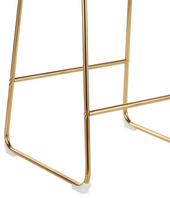 Set of 2 Bar Stool, Elegant Gold Finished Metal Legs & Faux Leather ...